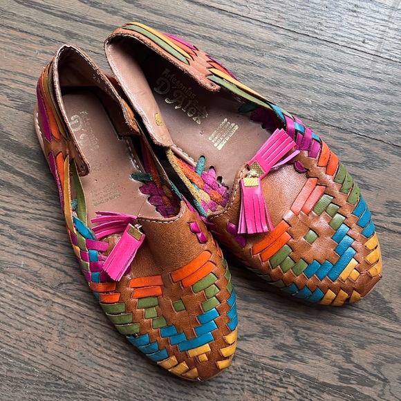 Artesania D’Alex | Shoes | Colorful Huarache Flats Made In Mexico ...
